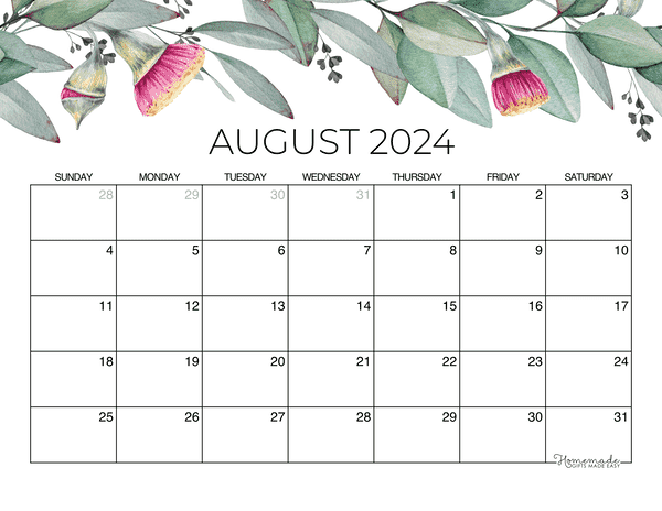 August 2023 2024 Calendar Free Printable With Holidays