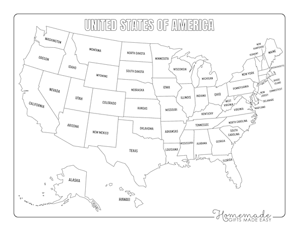 Free Printable Blank US Map