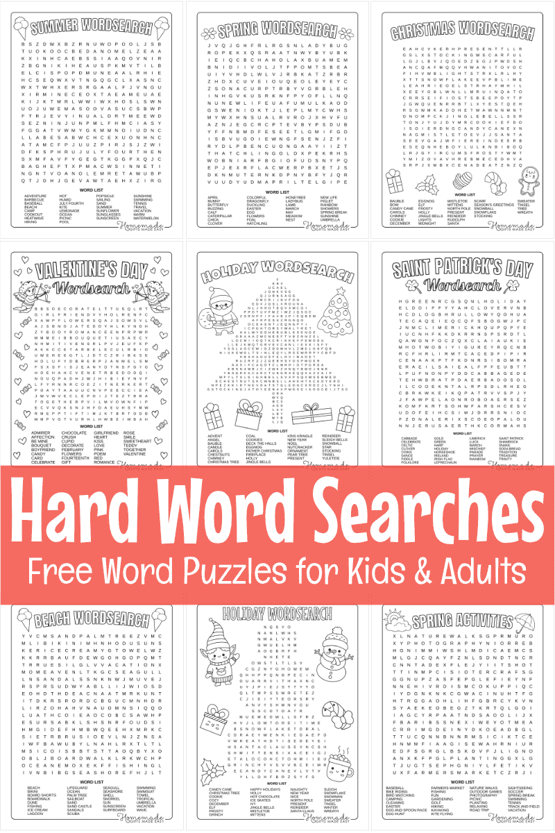Hard Word Search Puzzles Hard Word Search Puzzles