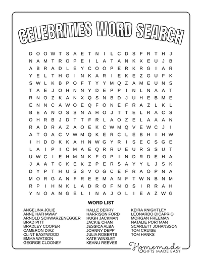 Free Word Search Printable Puzzles