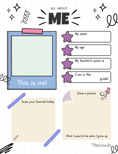Free Printable All About Me Worksheets for Back to School