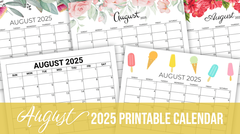 August 2025 Calendar Printable with Holidays