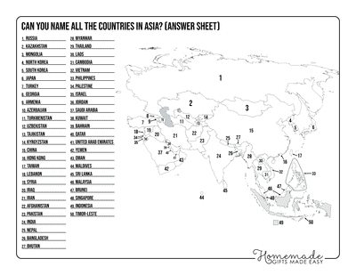 Free Printable Blank Map of Asia