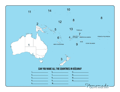 Free Printable Blank Map of Oceania & Australia