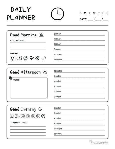Free Printable Daily Planner Template (Downloadable PDF)