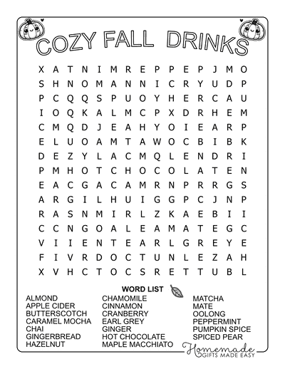 Free Printable Fall Word Search Puzzles for Kids