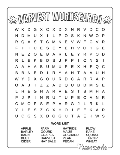 Free Printable Fall Word Search Puzzles for Kids