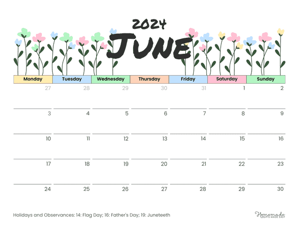 June 2024 Calendar | Free Printable with Holidays