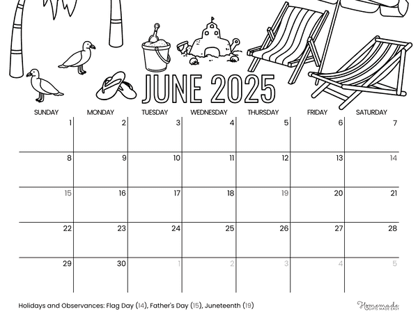 June 2025 Calendar Printable with Holidays