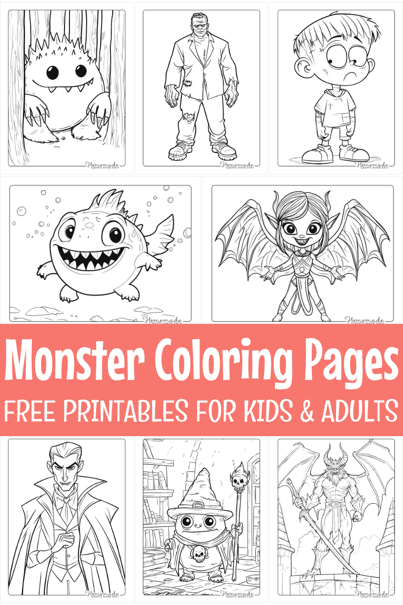 Free Monster Coloring Pages (Printable PDF)