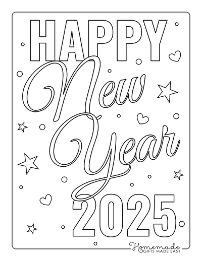 Free Printable New Year Coloring Pages for 2025