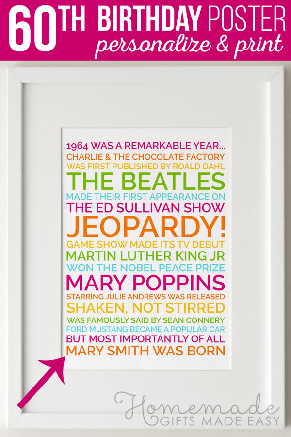 Personalized Poster 60th Birthday Gift