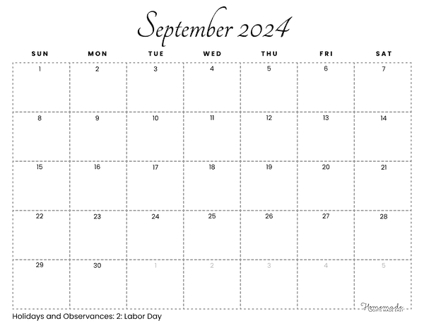 September 2024 Calendar | Free Printables with Holidays