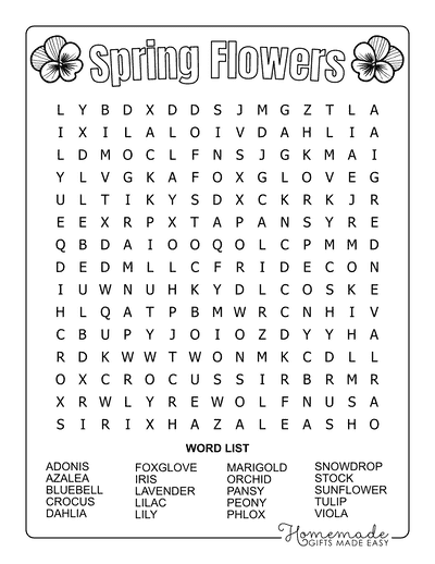 Best Free Printable Spring Word Search Puzzles for Kids