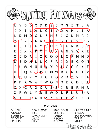 Best Free Printable Spring Word Search Puzzles for Kids