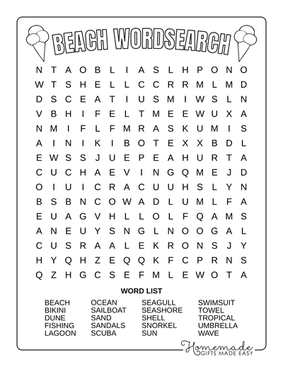12 Best Free Printable Summer Word Search Puzzles for Kids