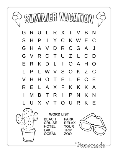 12 Best Free Printable Summer Word Search Puzzles for Kids