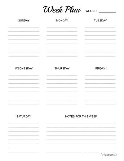Free Printable Weekly Calendar Template