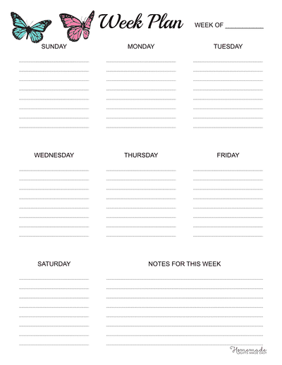 Free Printable Weekly Calendar Template