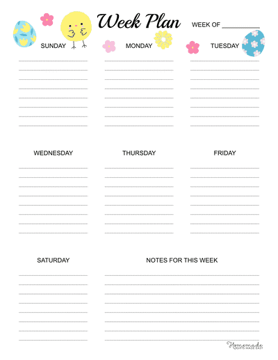 Free Printable Weekly Calendar Template