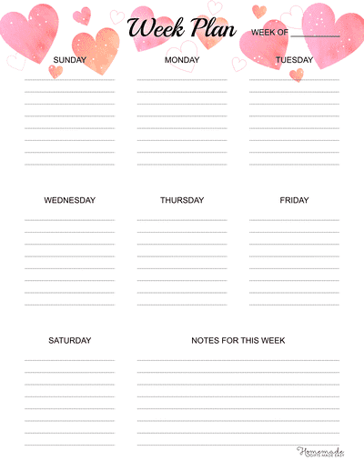 Free Printable Weekly Calendar Template