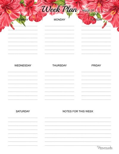Free Printable Weekly Calendar Template