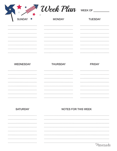 Free Printable Weekly Calendar Template