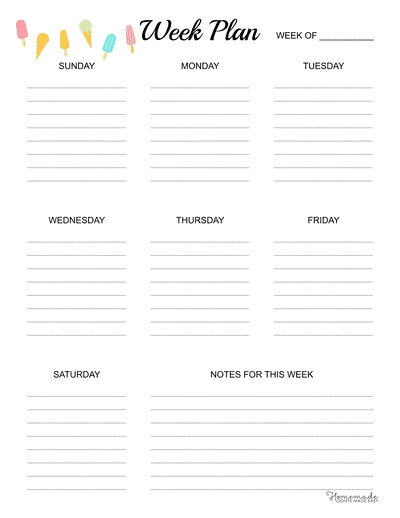 Free Printable Weekly Calendar Template