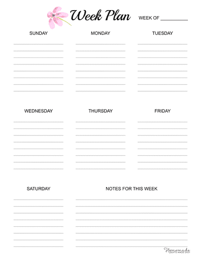 Free Printable Weekly Calendar Template