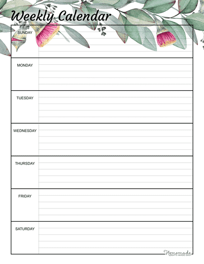 Free Printable Weekly Calendar Template