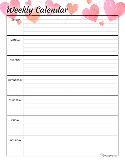 Free Printable Weekly Calendar Template