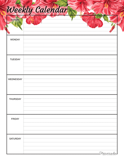 Free Printable Weekly Calendar Template