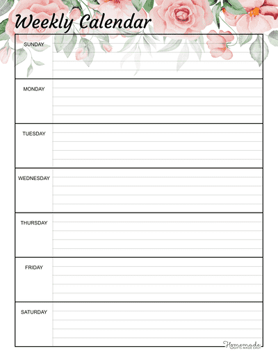 Free Printable Weekly Calendar Template
