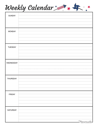 Free Printable Weekly Calendar Template